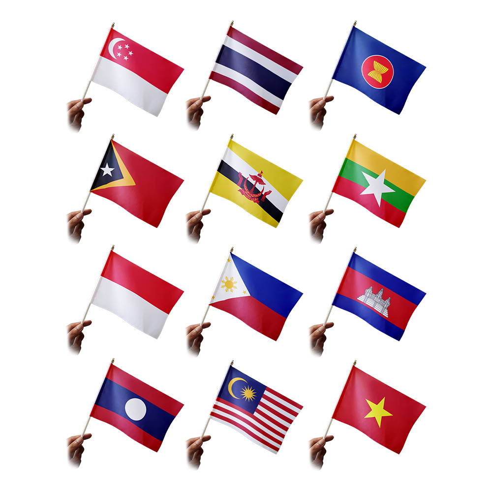 Nazhifa Printing - 11 Countries ASEAN Hand Flag - Small Parade Stick ...