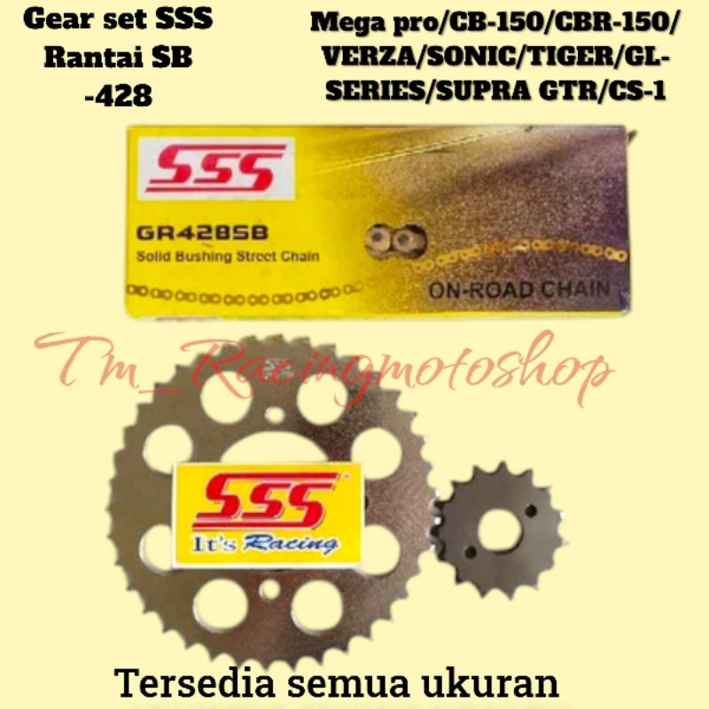 Gear GIR SET FULL SSS RACING GOLD CHAIN SB 428H MEGA PRO SERIES FOR CB ...