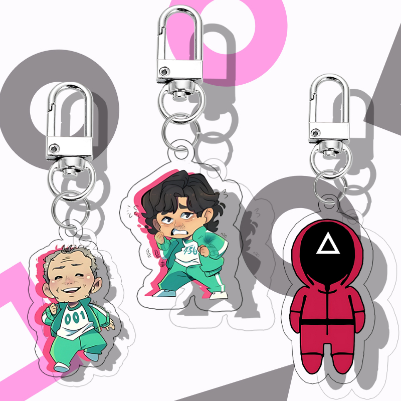 GANTUNGAN Squid Game Keychain on Acrylic Frame | Squid Game UV Printed ...