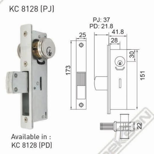 Aluminum lock KC 8128 dekkson long tongue swing door lock Dexon ...