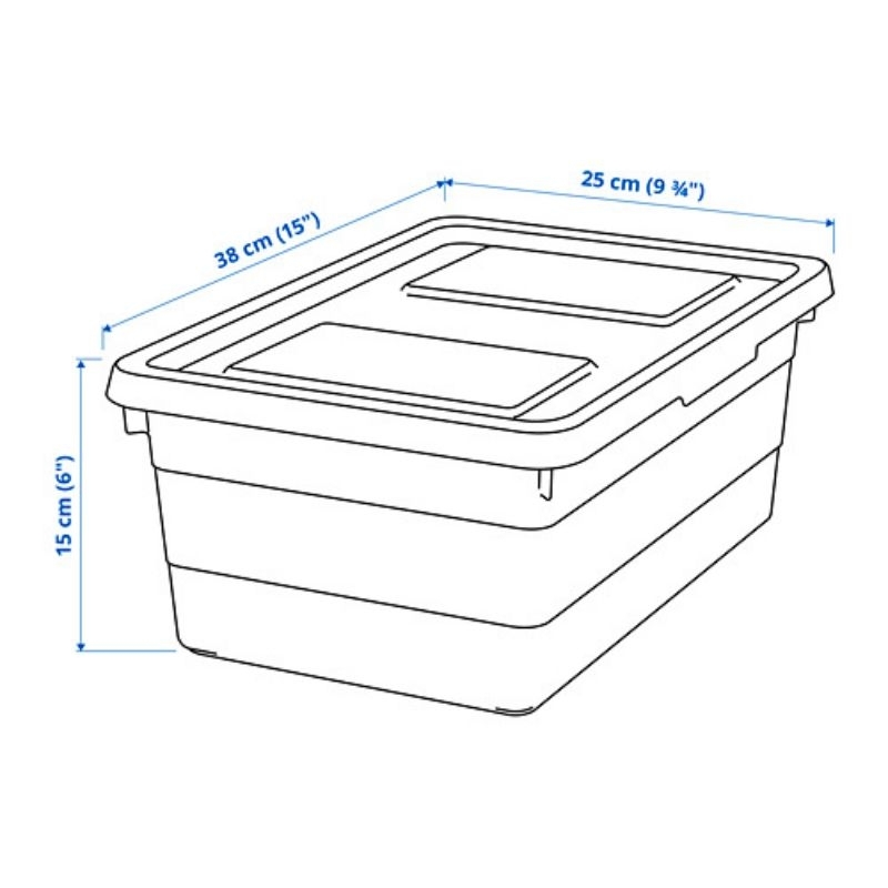 Ikea SOCKERBIT box with turquoise lid 25x38x15cm shoe box | Shopee Malaysia