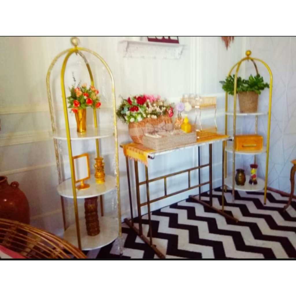 Minimalist gold bird cage shelf Multi-purpose living room corner shelf ...