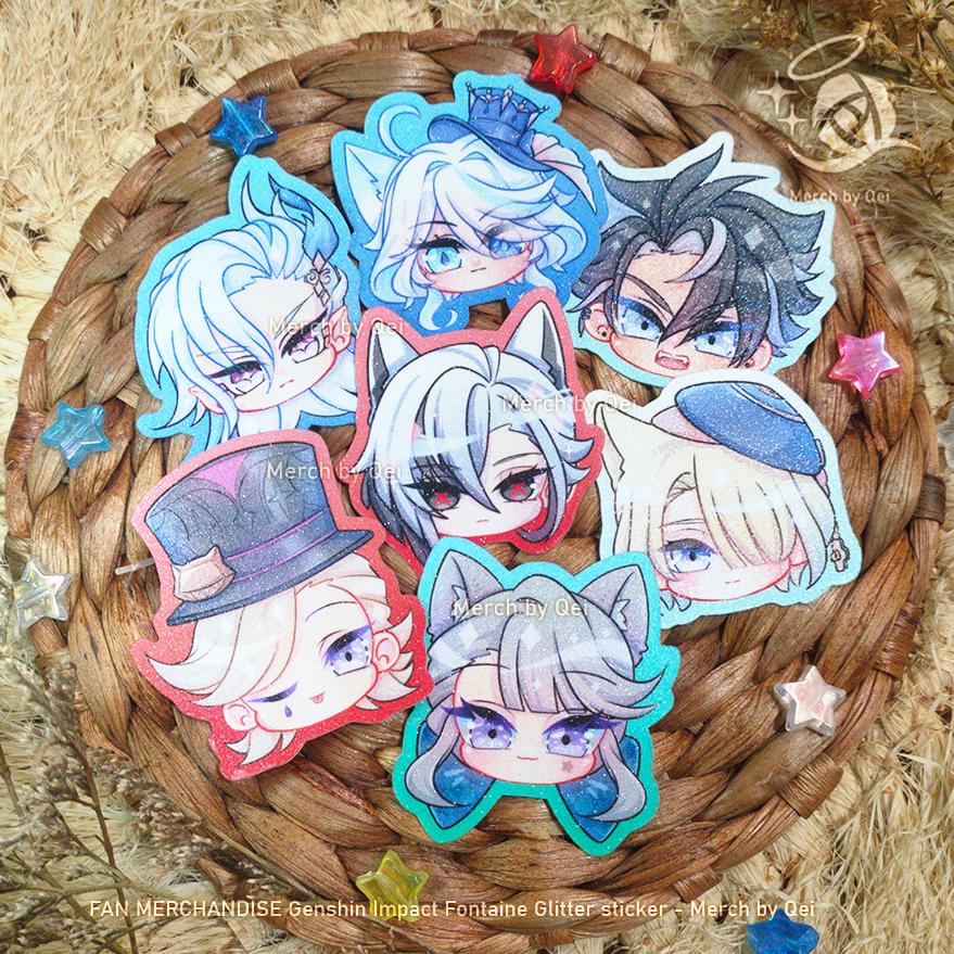 Glitter Sticker Genshin Impact FONTAINE Sticker Fanart Merchandise ...