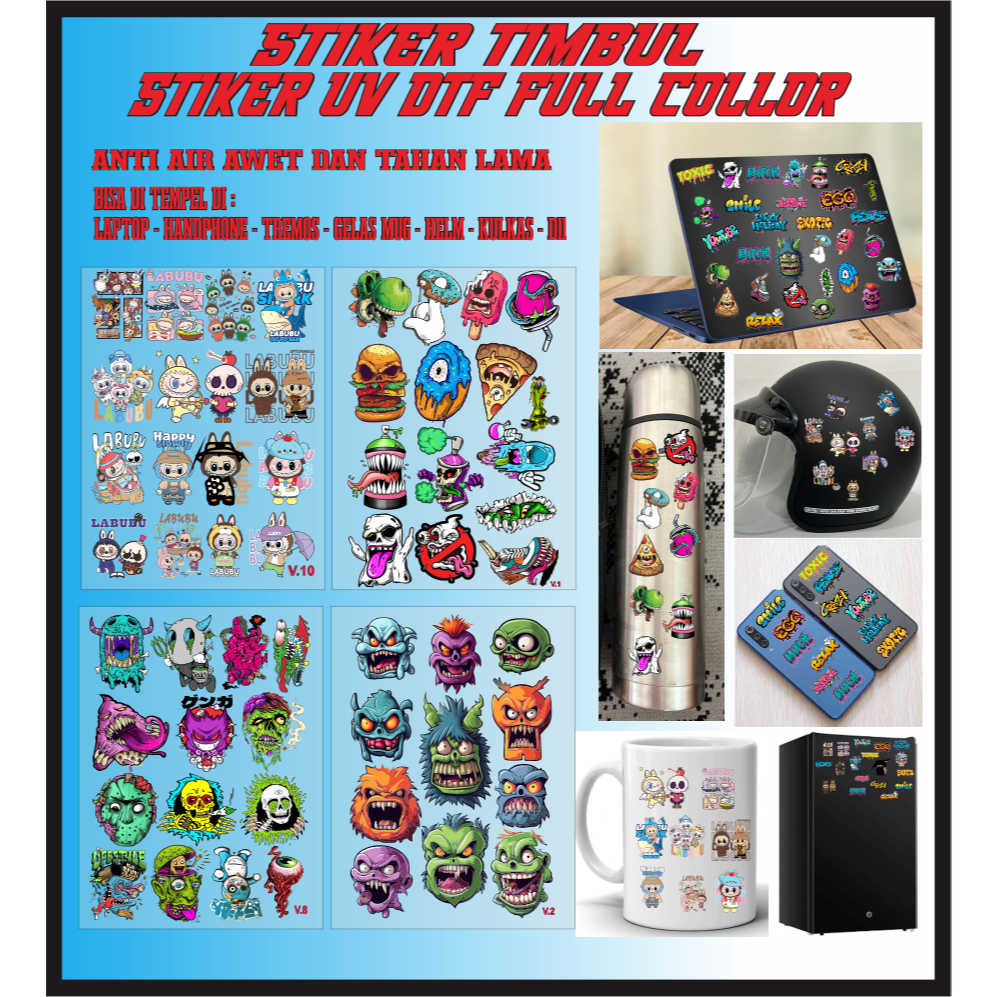 Full COLLOR DTF UV embossed STICKERS | Shopee Malaysia