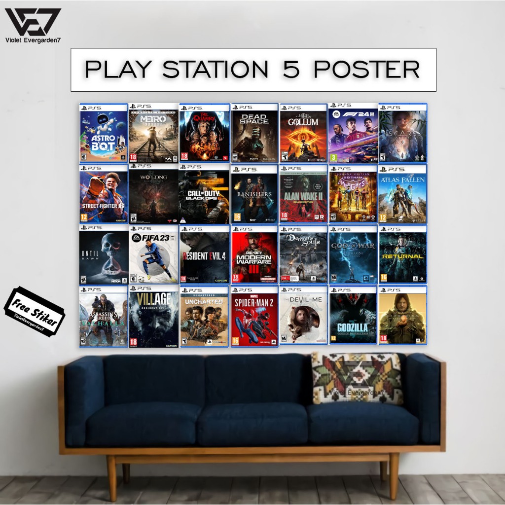 HIASAN DINDING Wall DECOR PLAYSTATION 5 WALL DECORATION POSTERS/PS 5 POSTERS/ AESTHETIC POSTER ...