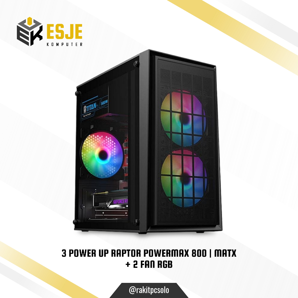 Pc Raptor Powermax 800 MATX ITX Includes PSU 600W + 2Fan RGB Casing ...