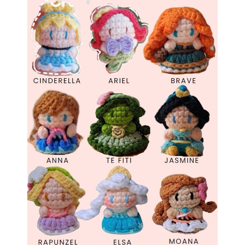 Disney princess crochet keychain | Disney knitted dolls | Shopee Malaysia