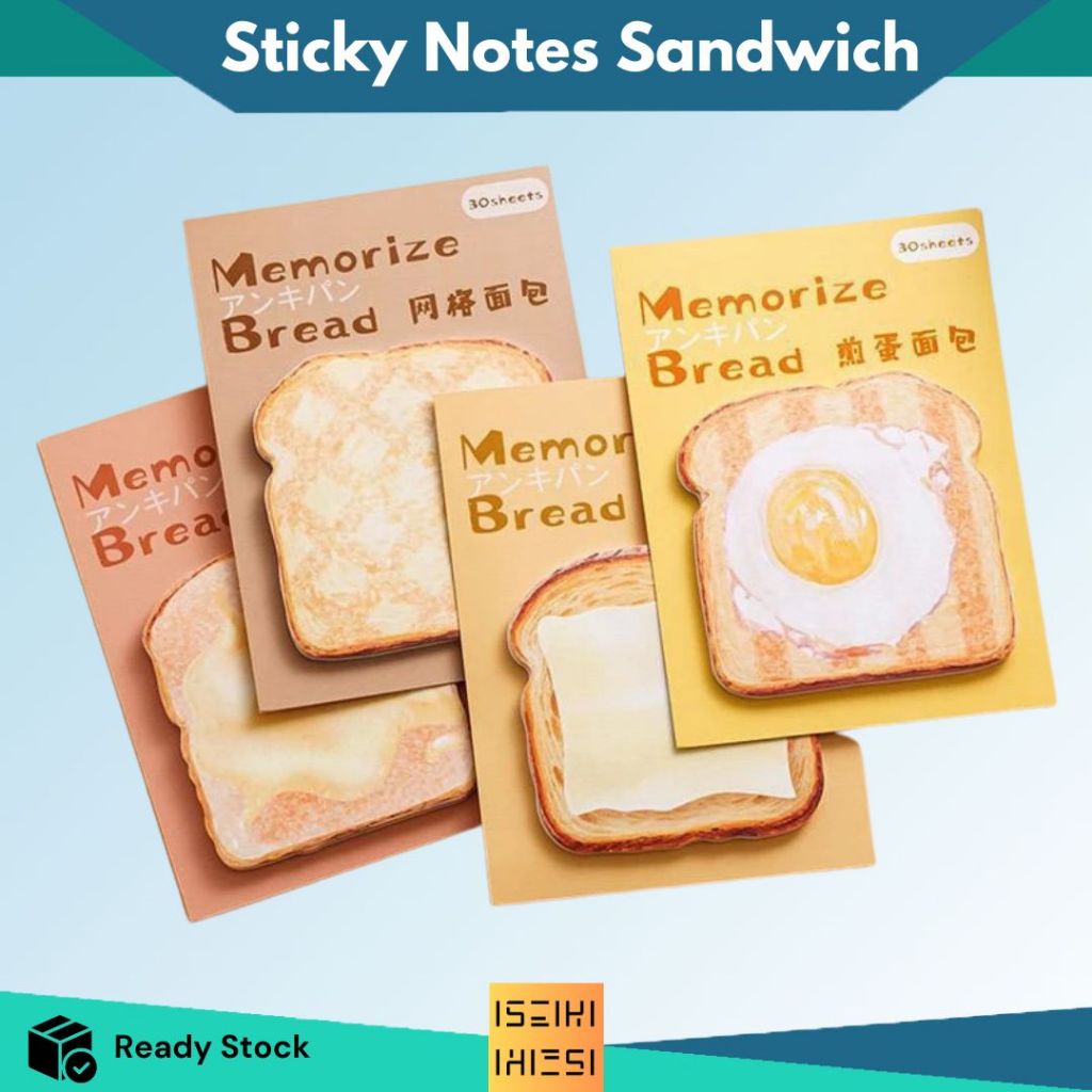 Cute Sticky Notes Memory Bread / Memo Pad Note Paper Contains 30 sheets ...