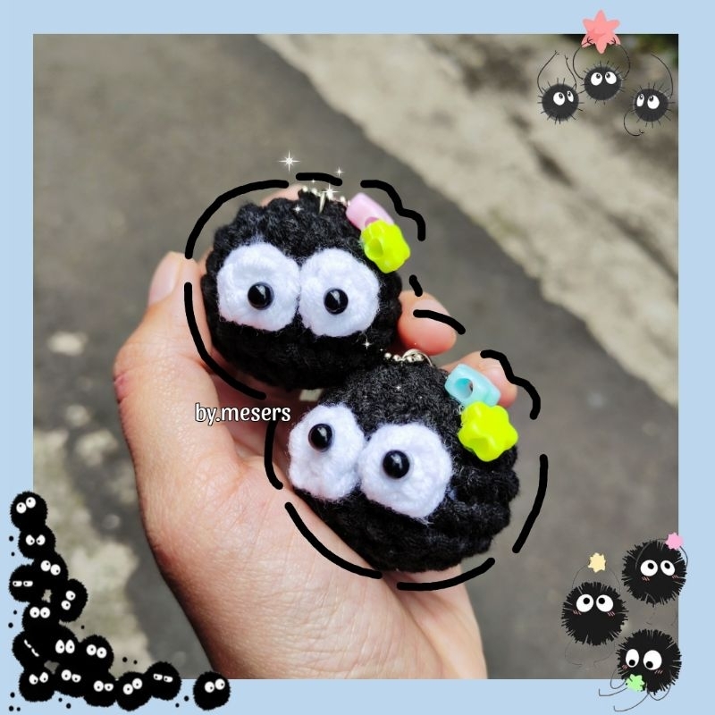 HITAM Mesers - Susuwatari Studio Ghibli Crochet Keychain -Black Charm ...