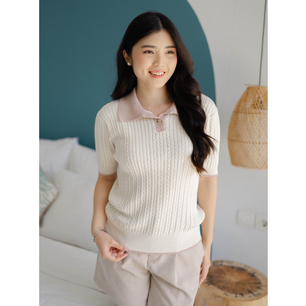 Beatrice Clothing Emilia Knit Blouse - Women's Knit Collar Top | Shopee ...