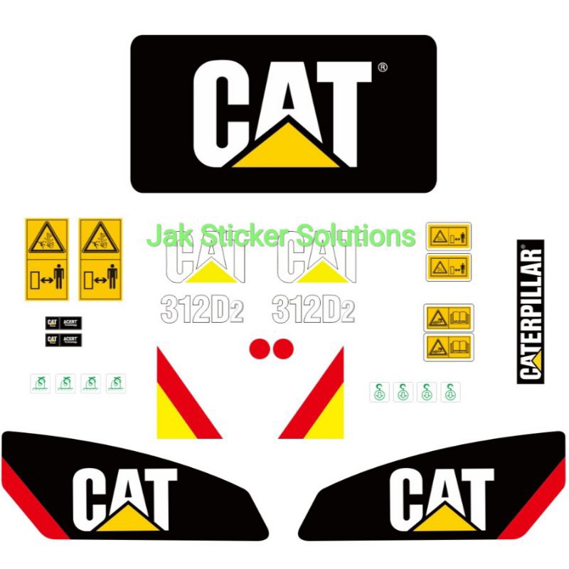 Cat 312D Excavator Sticker Caterpillar Decal Sticker | Shopee Malaysia