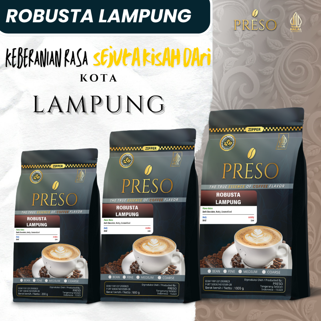 Preso Lampung Robusta Ground Coffee Beans Coffee Roast Beans Espresso ...