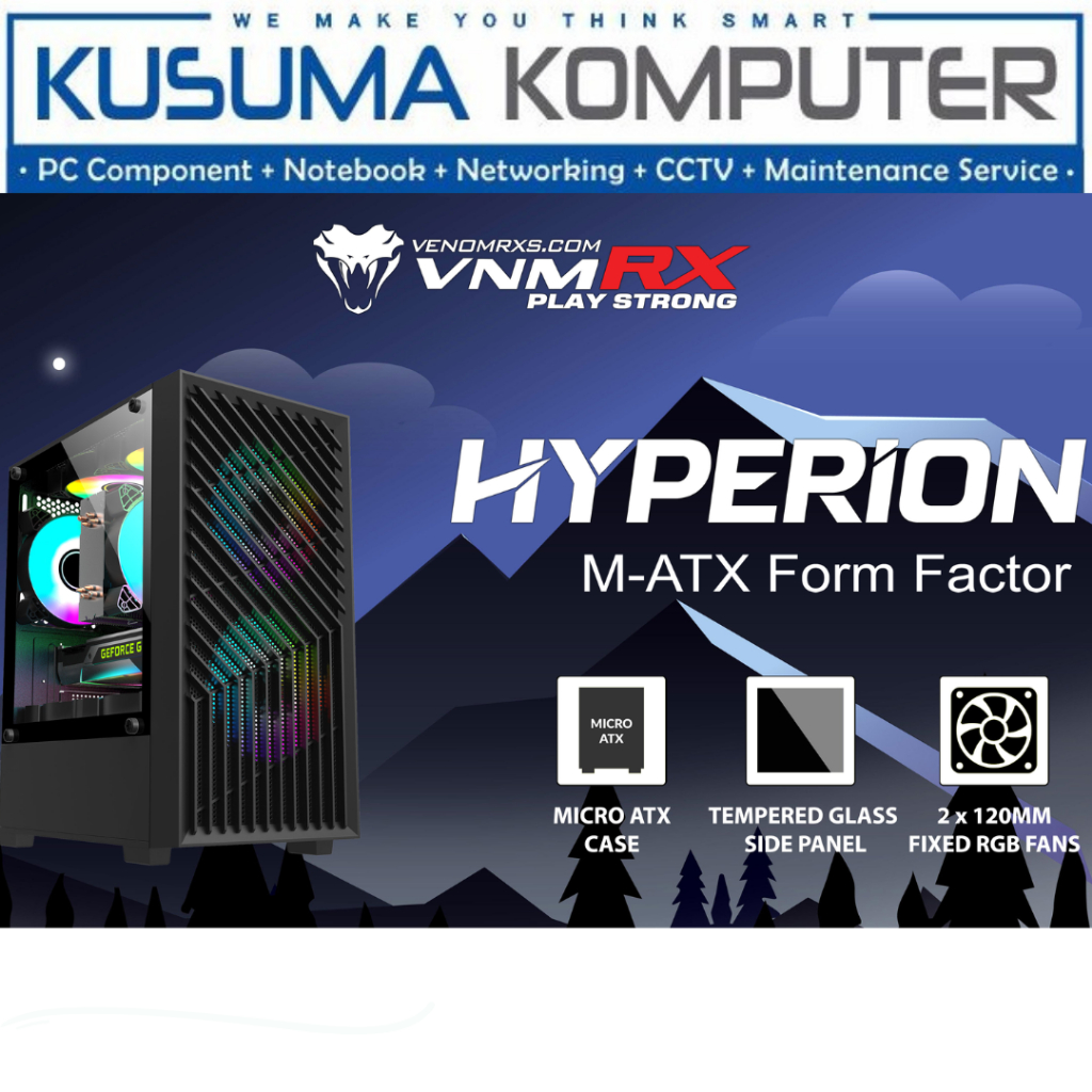 Venomrx HYPERION with 2 FAN RGB Micro ATX Gaming Case | Shopee Malaysia