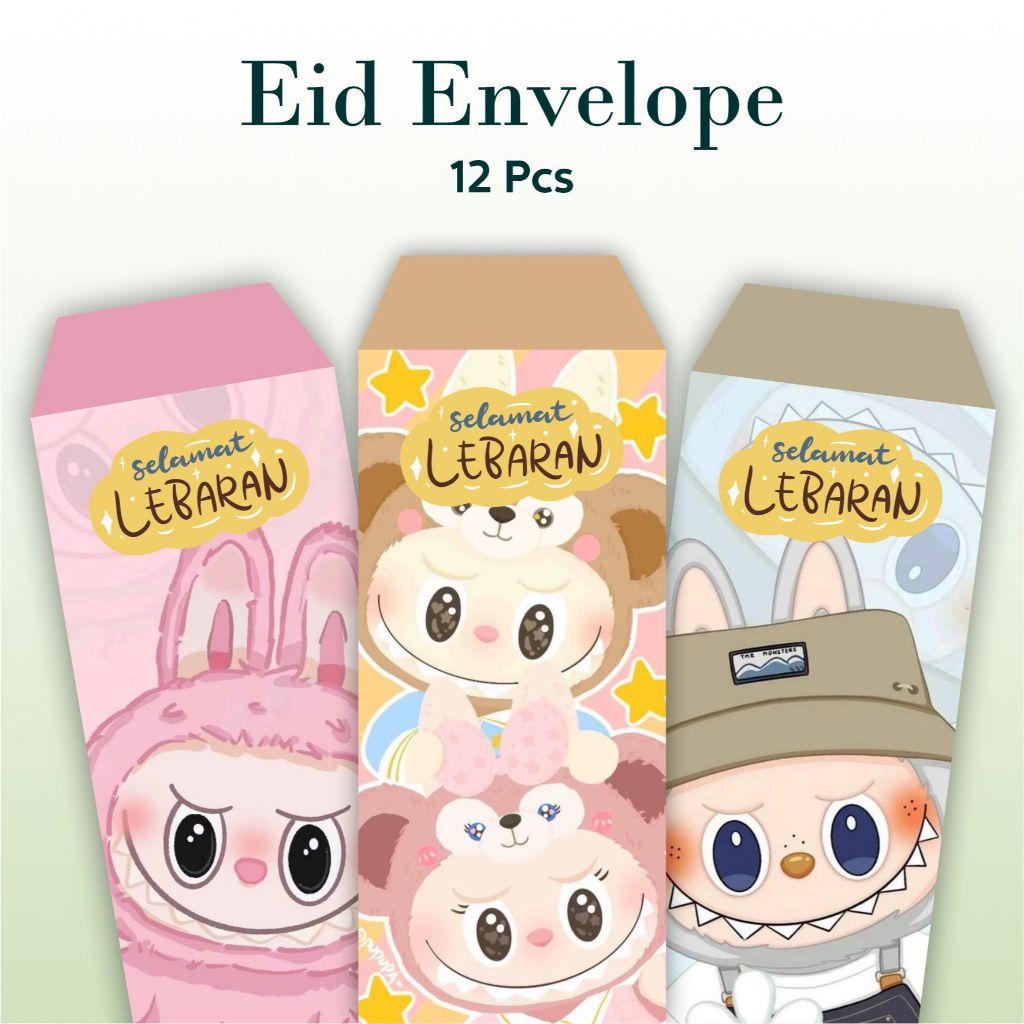 (12 Pcs) Labubu Motif Eid Envelopes 2 / Labubu Envelopes / Labubu Eid ...