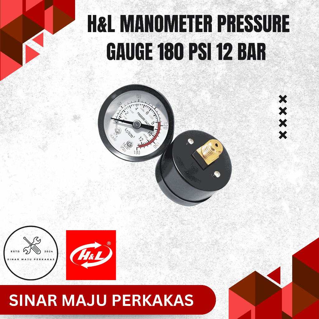 H&l Manometer Pressure Gauge 180 Psi 12 Bar Compressor Meter Air ...