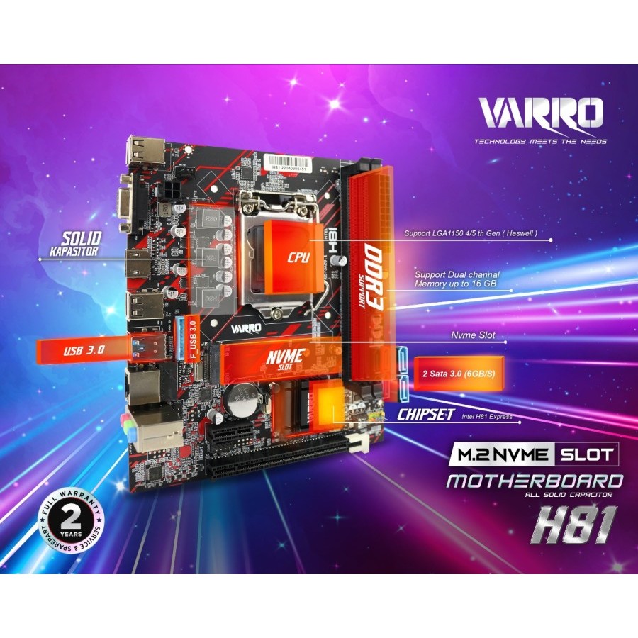 MOTHERBOARD VARRO H81V-R3 SOCKET 1150 SUPPORT NVME | Shopee Malaysia