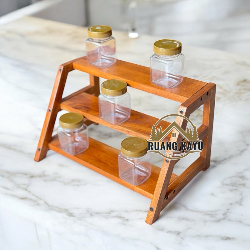 KAYU Wooden DISPLAY SHELF/KITCHEN SPICE RACK/MULTIPURPOSE AESTHETIC ...