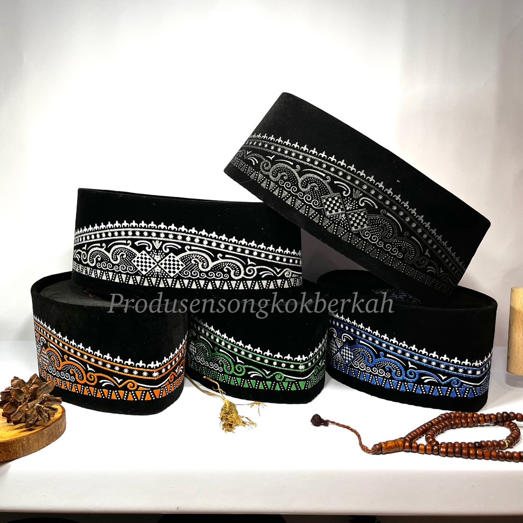 HITAM HIJAU Songkok Peci Songkok blusdru Normal height (9 cm) + There ...