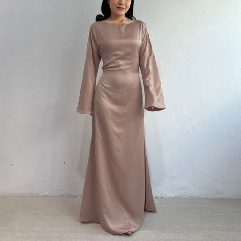 Kiana Dress | Simple plain Gamis | Satin Wedding Dress | Plain Women's ...