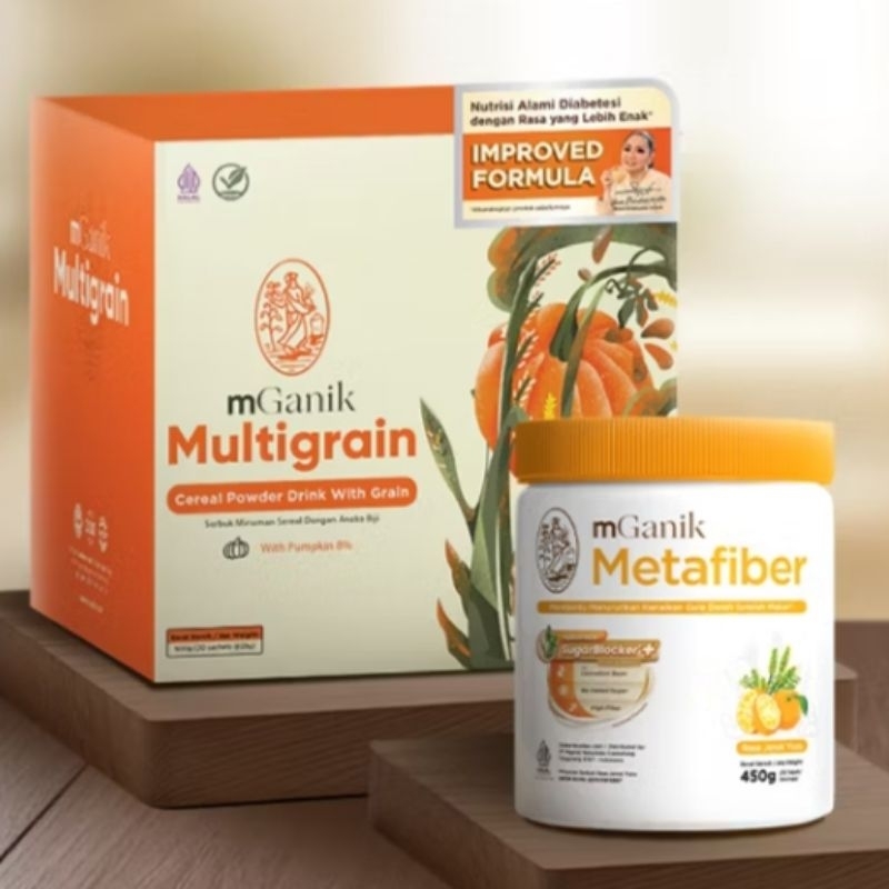 Mganik Metafiber 450gr + Mganik Multigrain 500gr (diabetes fiber ...