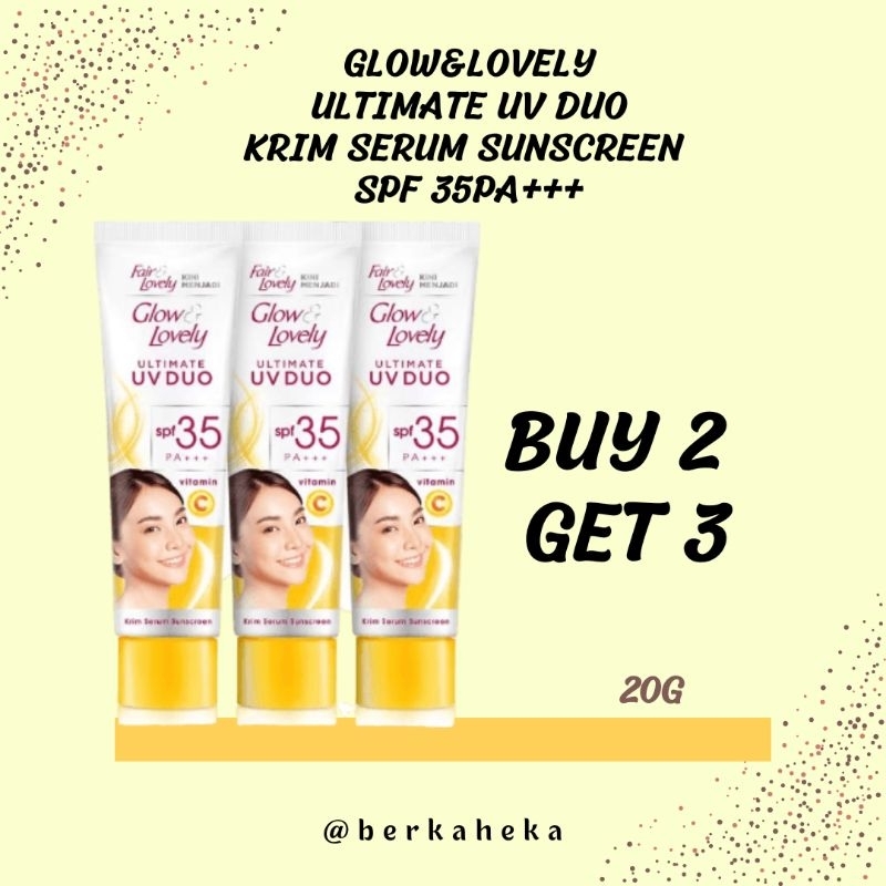 Buy 2 get 3 | Glow & Lovely Ultimate UV Duo Sunscreen Serum Cream| Spf 30PA+++ | 20g | Shopee ...