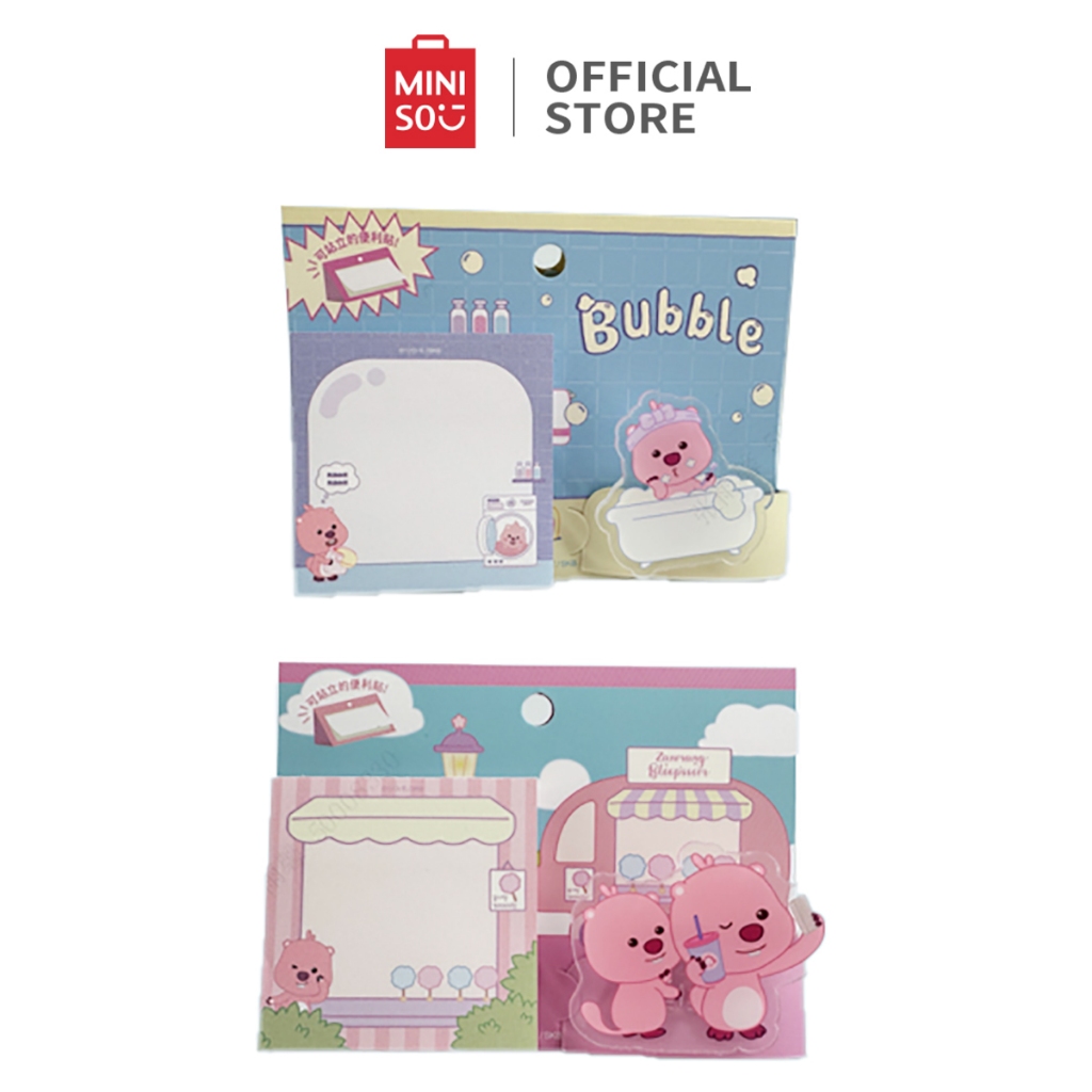 Miniso x Zanmang Loopy Collection Sticky Notes 80 Sheets & Acrylic Clip ...