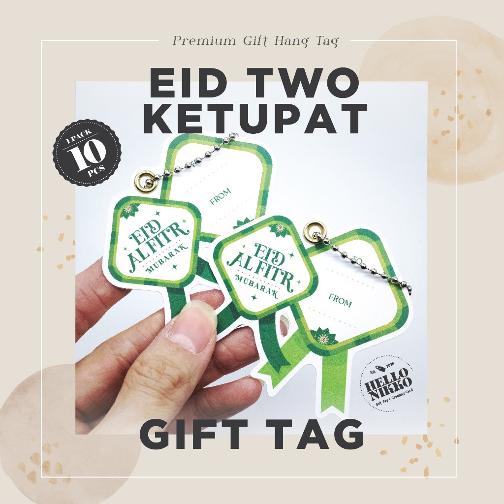 Eid Two ketupat card with envelope - Hang tag greeting card al fitr mubarak Eid kareem ramadan ...