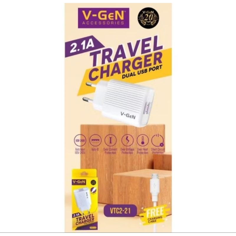 Travel Charger V-Gen 2.1A 2usb VTC2-21 Charger Casan V-Gen VTC2-21 2usb ...