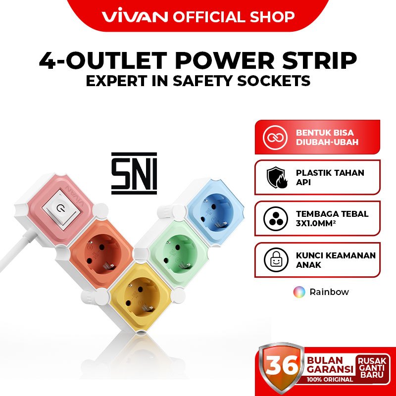 VIVAN Safety Socket VPS-H2040C Rainbow Socket 4AC Port 3M Free ...