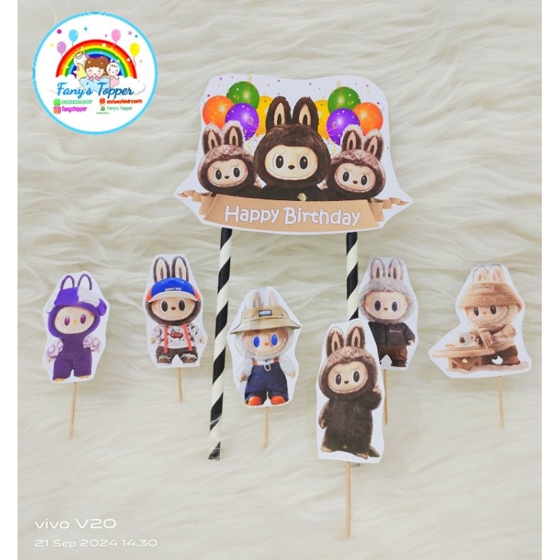 Labubu topper Happy Birthday topper Birthday topper tart cake topper ...