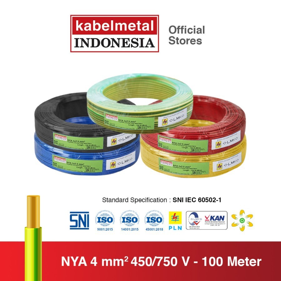 Cablemetal Indonesia - Cable NYA 4 mm 100 Meters Single Wire Copper ...