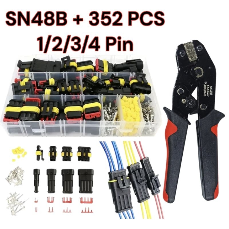 Car Motorcycle Cable Connector Socket Set Waterproof 1 2 3 4 5 6 pin ...