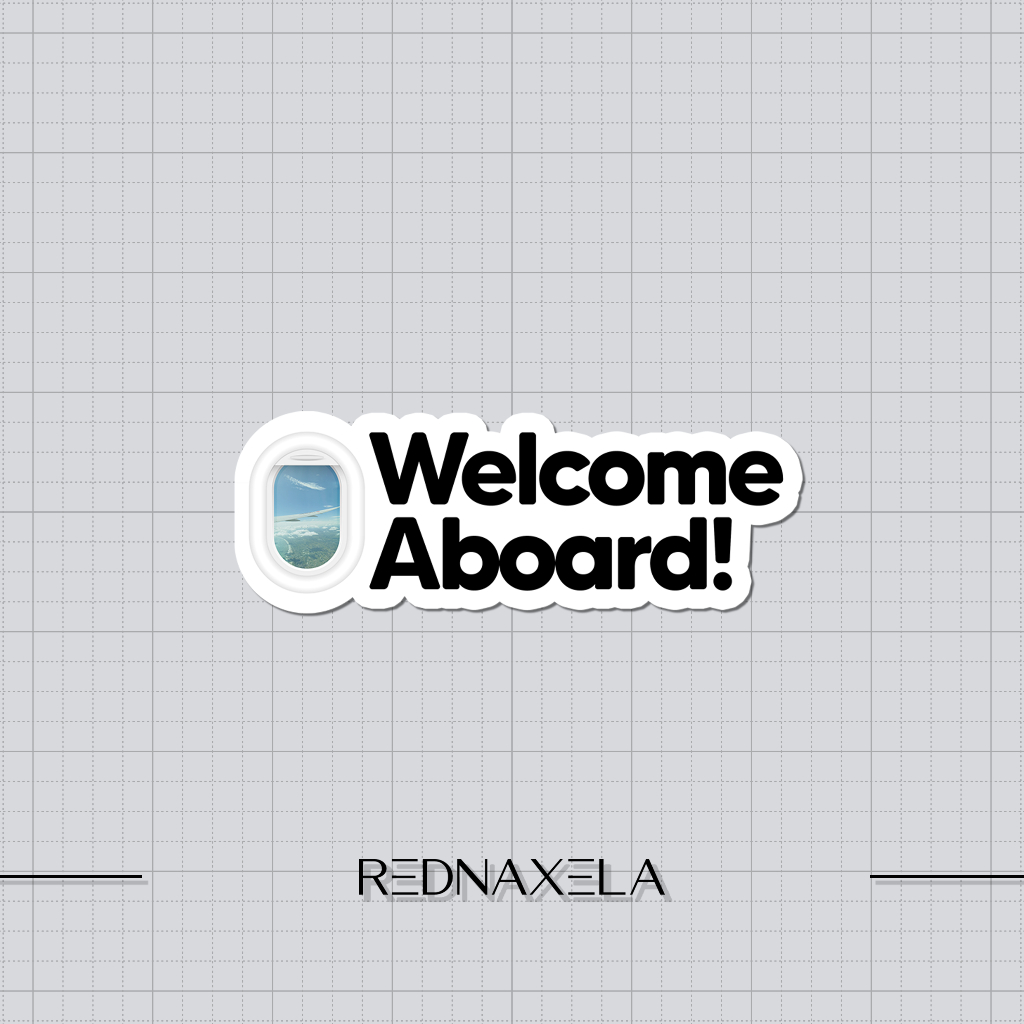 Vinyl Sticker Welcome Aboard Plane Window Sticker Suitcase Sticker ...
