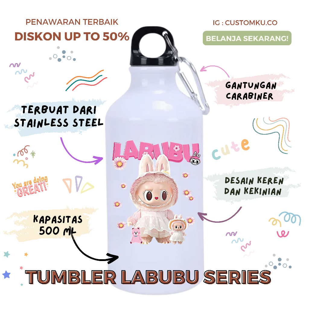 Labubu Tumbler 500 ml / Labubu The Monsters Bottle - Labubu Have A Seat ...