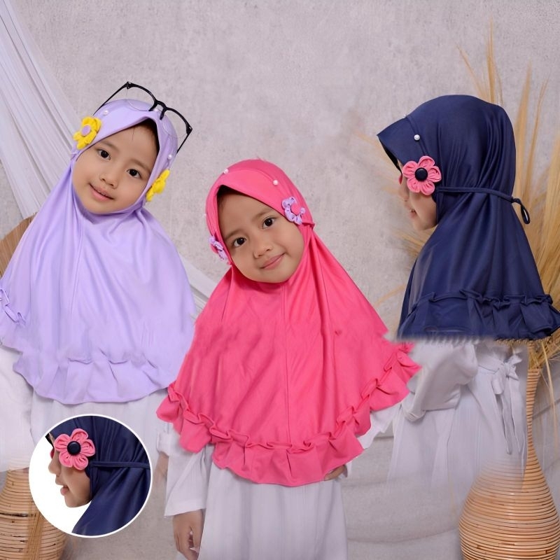 Isma hijab instant hijab, cute, cool and comfortable when worn aged 3-7 ...