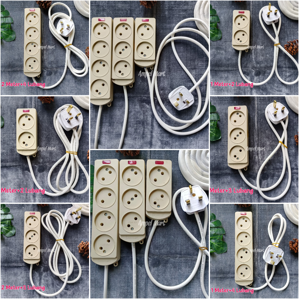 PUTIH 3 Leg Plug Socket Flat Socket Cable + White Cable Travel Adapter ...