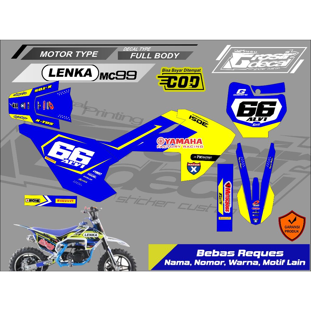 Lenka 50cc MC99 Full Body Mini Trail Striping Sticker Free Custom ...
