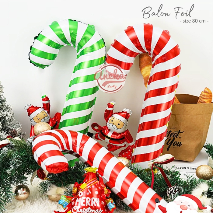 Jumbo candy stick Christmas foil balloons / santa candy stick balloons ...