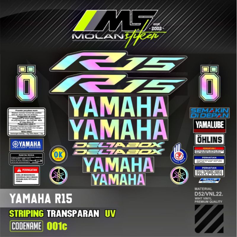 Sticker Striping Variations Transparent Uv Yzf R15 V3 R15M All New ...
