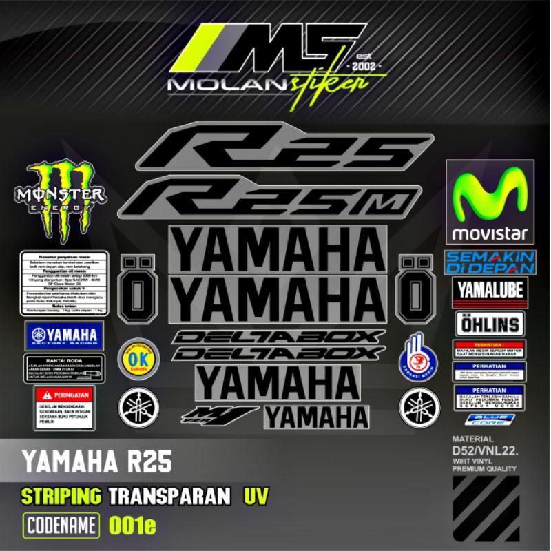 Sticker Striping Variations Transparent Uv Yzf R25 R25M R25 V1 R25 Old ...