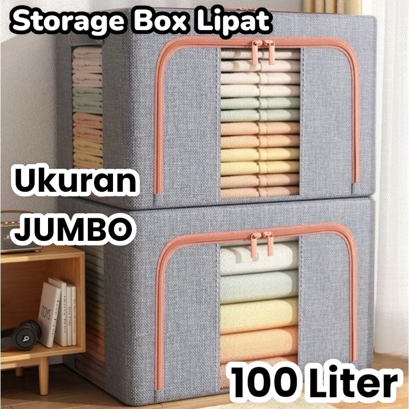 Storage Box Large Folding 100 Liter Storage Box Jumbo Clothes Box ...
