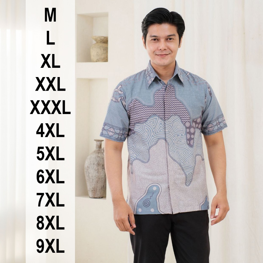 KATUN By.agna - Men's Batik Shirt Jumbo Short Sleeve Syakira Motif ML XL XXL XXXL 4XL 5XL 6XL ...