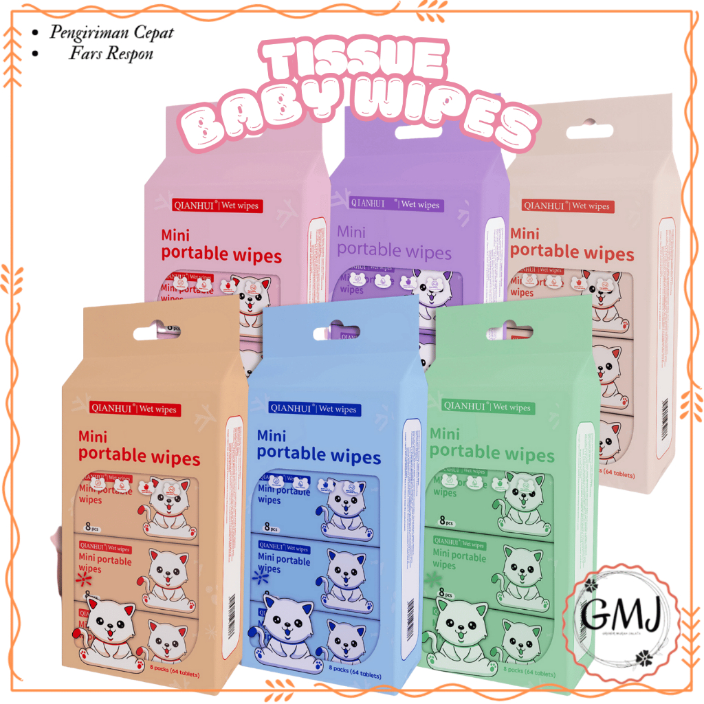 Gmj Mini Wet Tissue 5 Pack Travel Wet Tissue Cute Character Wet Tissue ...