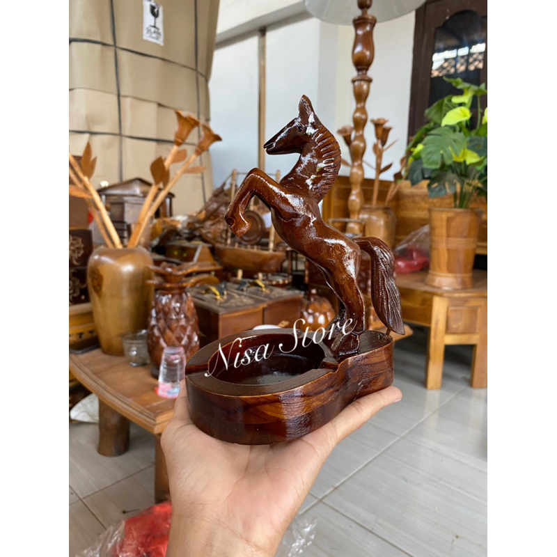 KAYU Table decoration/teak wood ashtray with horse motif/horse ashtray ...
