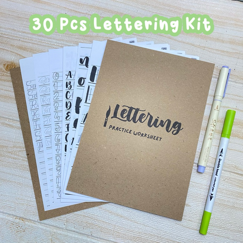 Hand Lettering Kit Calligraphy Practice Worksheet Brush Pen Learning ...