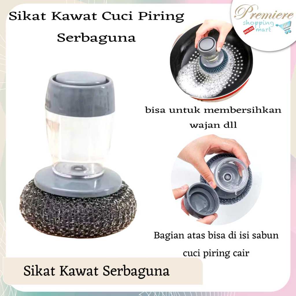 Psm - 2in1 Pan and Plate Dispenser Soap Wire Brush / Multipurpose Wire ...