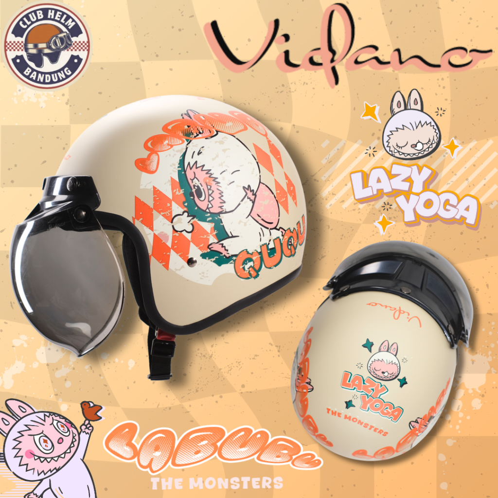 Retro Helmet for Teenagers / Adults or Children, Cute Viral Labubu ...