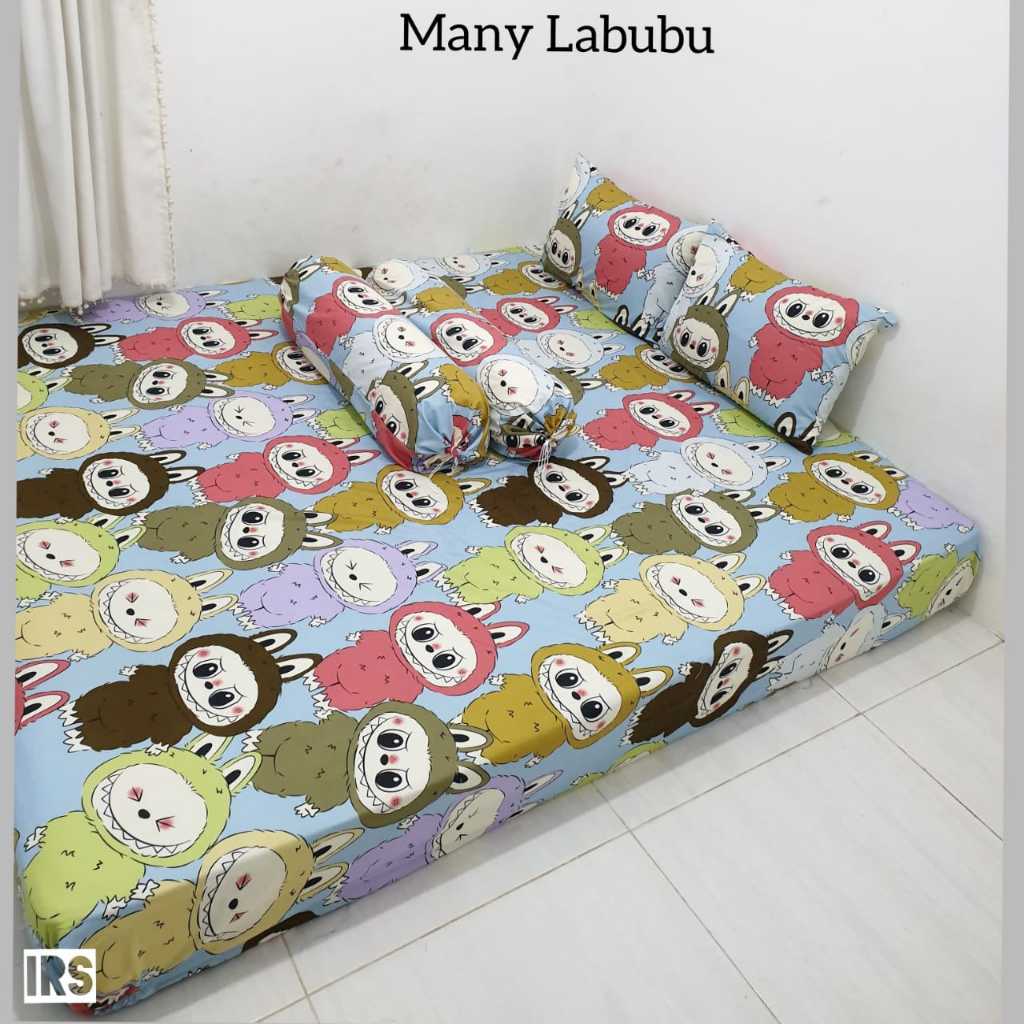 Rubber Fitted Bed Sheet Labubu Bed Sheet Labubu Motif Bed Sheet 4 Size ...