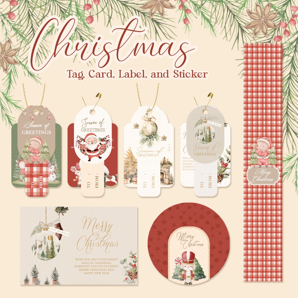 Paperbelt Card Sticker Tag Christmas Sticker Label Christmas Hampers ...