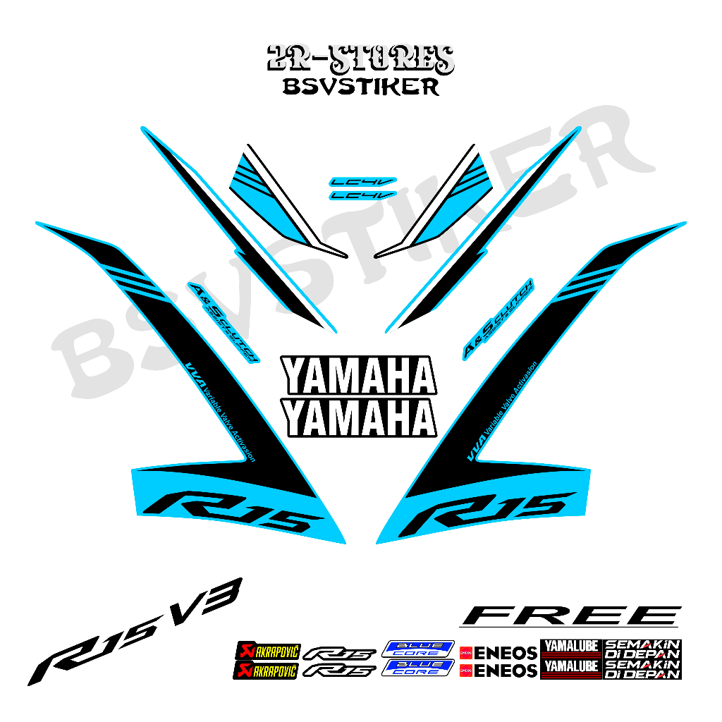 Striping for yamaha r15 v3 graphics (sku1) / r15 v3 trim sticker ...